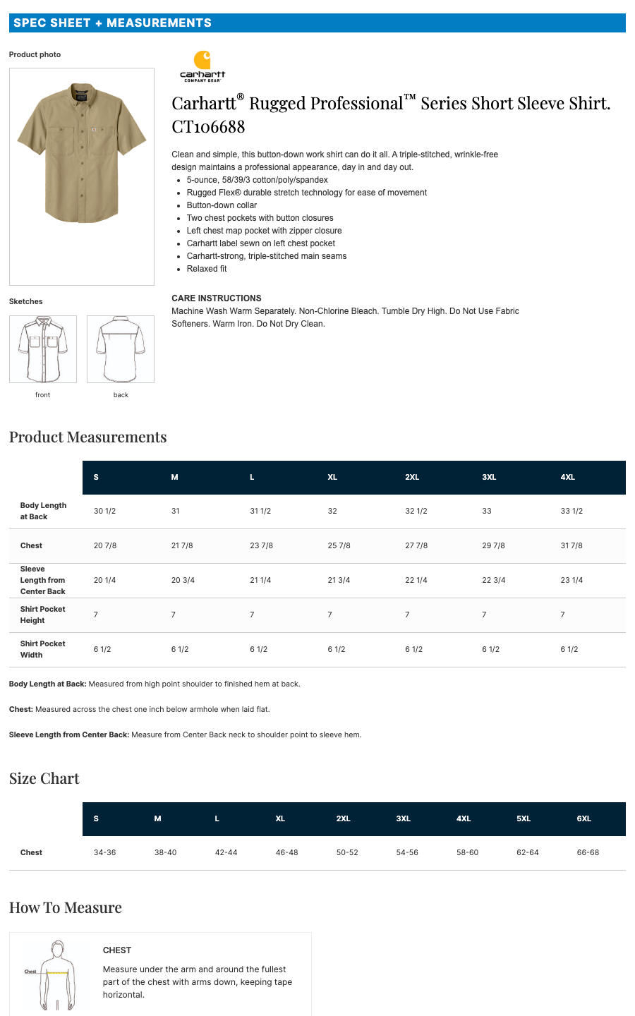 F009 | Carhartt® Rugged Professional™ Series Short Sleeve Shirt ...